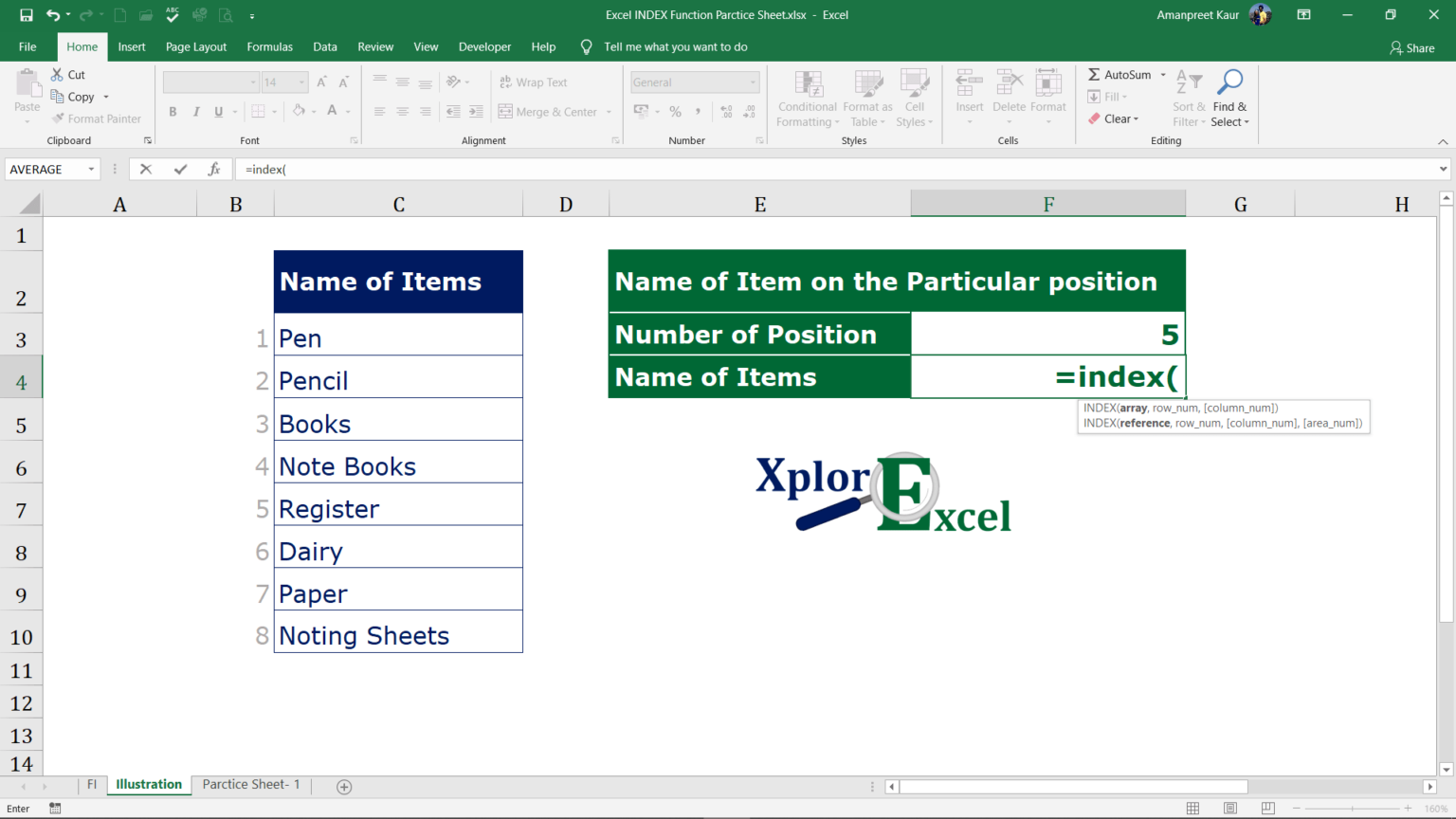Excel Index Function - Download 2 free Practice Sheets - Xplore Excel
