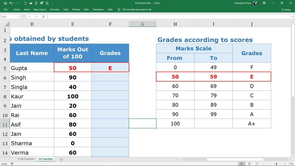IFS Function in Excel - Free 2 Practice workbooks - XE