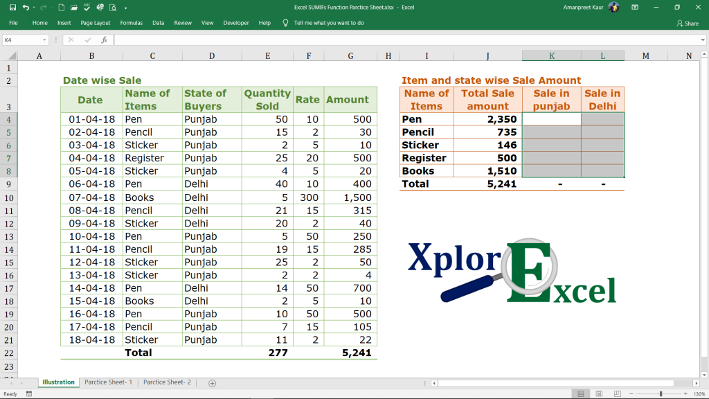 Excel SUMIFS Function - Download 2 practice Sheet for free